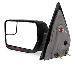 SCITOO fit for Ford for F150 Towing Mirror Reflector with Puddle Lights Black Rear View Mirror fit 2004-2014 for Ford for F150 with Turn Signal Power Control Heated Manual Folding(Driver Side)