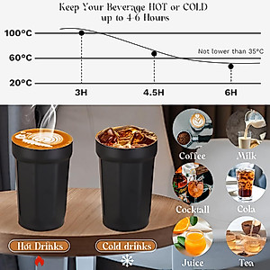 Coffee Travel Mug Spill Proof Leak Proof 15 oz,Insulated Coffee Mug with Lid,Best Coffee to Go Cups Reusable,Small Coffee Thermos No Handle for Men and Women for Hot & Cold Drinks-Black