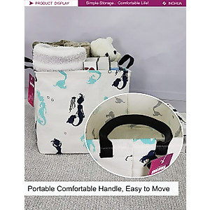 INGHUA Square Storage Basket Fabric Organizer Bin for Toys,Books,Clothes,Gifts,Pets-Perfect for Home,Office,Nursery,Dorm,Shelf(Square-mermaid)