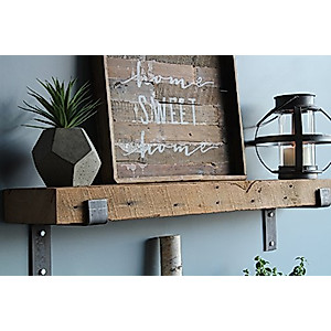 Urban Legacy Reclaimed Wood Shelves | Floating Or with Brackets | Amish Handcrafted in Lancaster County, PA | Set of Two - Genuine, Salvaged (Bracketed Natural, 40" x 7" x 2.5")