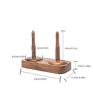 Double Black Walnut Wood Yarn Holder Advanced Metal Twirling Mechanism Lazy Susan Big Stand Ball Spindle Sewing Crocheting Tool Wool Cord Organizer Ribbon Storage Knitting Crochet Accessory