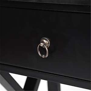 Black Side Table, End Table with 1 Drawer, 1 Open Shelf End Table Storage Shelf, Side Table Modern Nightstand, Sofa Beside Table for Living Room, Foyer, Bedroom (40 x 30 x 55) cm (L x W x H)