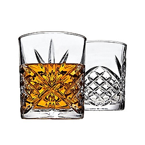 Whiskey Decanter Set with 2 Old Fashioned Whisky Glasses for Liquor Scotch Bourbon or Wine - Irish Cut