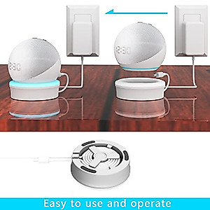 Echo Dot 4th/5th Generation Table Stand, Agandax Desktop Holder Mount for Dot 4th Gen, Base Bracket with Light Guide, Clever Smart Speakers Accessories with Built-in Cable Management Hide Messy Wires