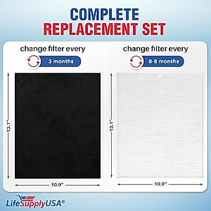 LifeSupplyUSA True HEPA + 4 Carbon Replacement Filters Compatible with Winix 115115 Size 21 and Plasma Wave WAC5300, WAC5500, WAC6300, 5000, 5000b, 5300, 5500, 6300 & 9000
