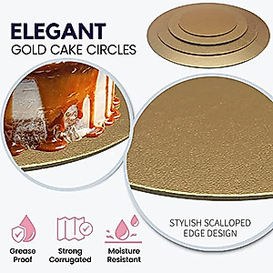 4 Pack Cake Boards Golden Round Cake Circles 6, 8, 10, 12 Inch Cake Base Cardboard, 1 of Each Size Set for Baking Cake, Gold