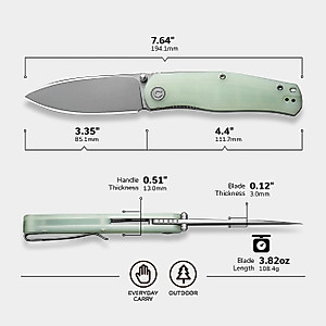 CIVIVI Sokoke Folding Knife, Pocket Knife for EDC, 3.35" 14C28N Steel Blade G10 Handle Thumb Stud Opener Front Flipper Utility Knife C22007-5