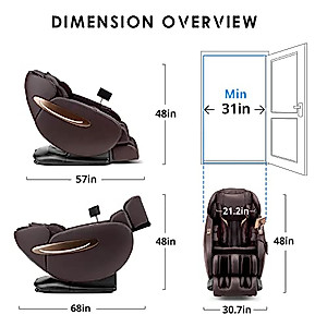 MYNTA 2023 3D Massage Chair Full Body - Zero Gravity Massage Chair Recliner with SL Track, AI Voice Control, LCD Screen, Quick Access Buttons, USB Charger, Auto Body Scan, Bluetooth, Brown