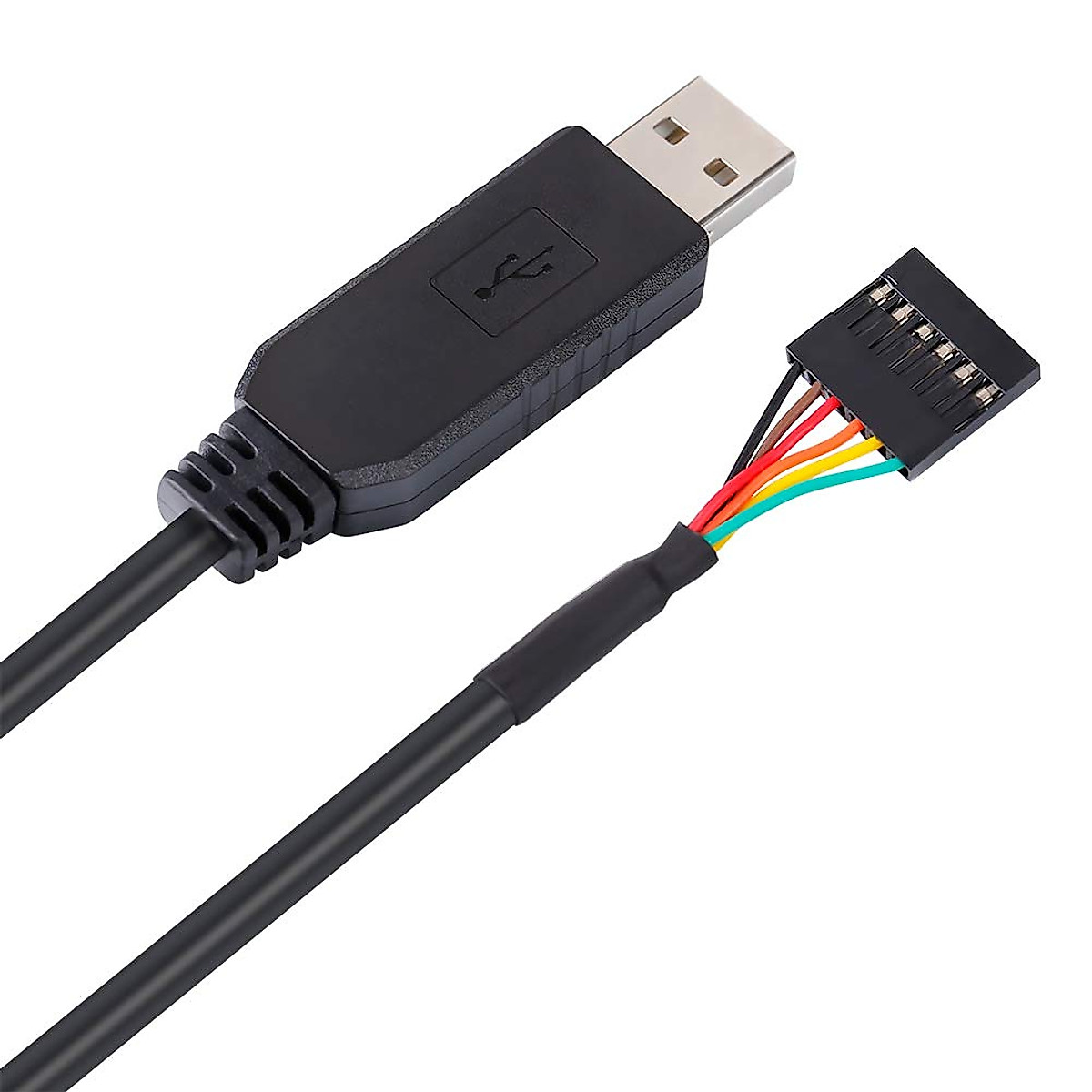DTech USB to TTL Serial 5V Adapter Cable with FTDI FT232RL Chip 6 Pin 0.1 inch Pitch Female Socket Header UART IC Windows 11 10 8 7 Linux MAC OS (6ft, Black)