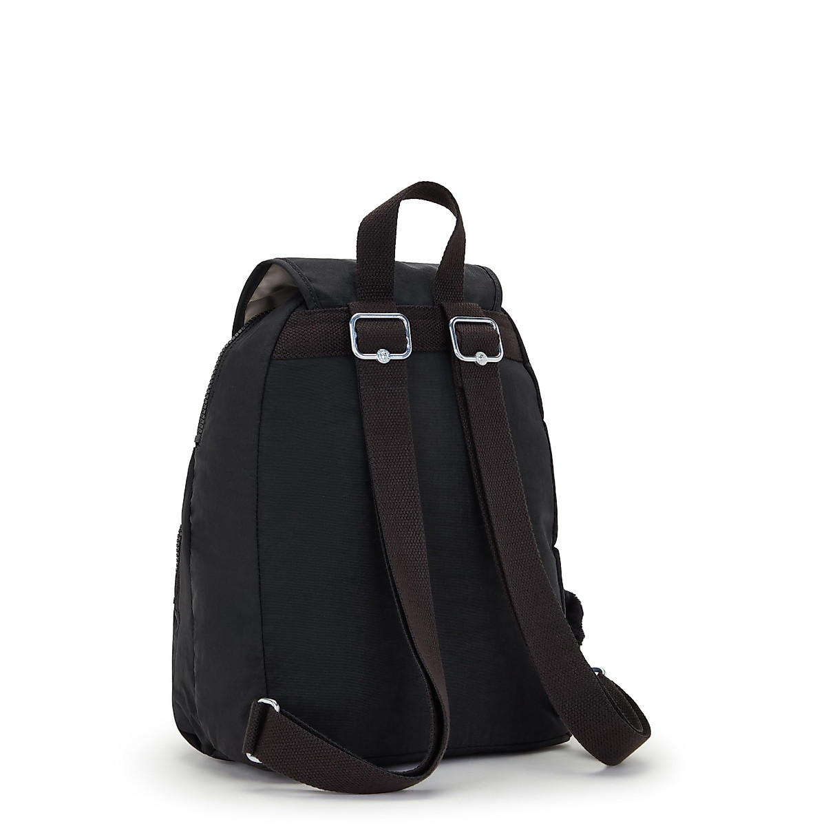 Kipling Girls' Women's Queenie, Adjustable Backpack Straps, Monkey Keychain, Key Clasp, Top Carry Handle, Black Tonal, 10" L x 13.25" H x 6.25" D