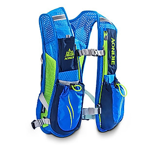 AONIJIE Lightweight Unisex 5.5L Running Race Hydration Vest Hydration Pack Backpack Riding Bag (Blue+2pcs 250ml Bottle)