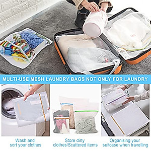 AUTODECO Set of 5 Honeycomb Mesh Laundry Bags for Delicates with Concealed Zipper Washing Machine Wash Bags Reusable for Baby Clothes Blouse Bra Hosiery Dress