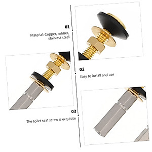 Uonlytech 2 Pcs Toilet Tank Bolts Toilet Cover Seat Metal Screws Toilet Lid Screws Toilet Bolts Screws Set Toilet Bolts and Nuts Toilet Washers Bolts Copper, Rubber, Stainless Steel Golden