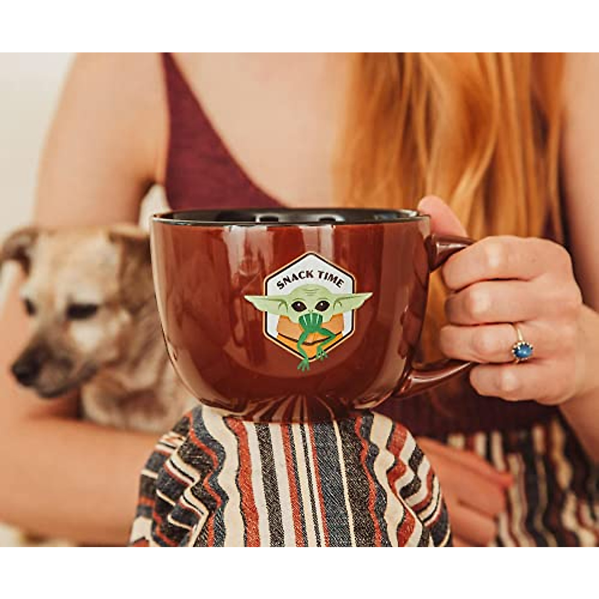 Silver Buffalo Star Wars: The Mandalorian Grogu Snack Time Ceramic Soup Mug | 24 Ounces