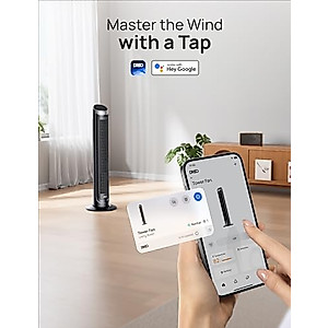 Dreo Smart Tower Fans for Bedroom, 90° Oscillating Fans for indoors, 5 Speeds 4 Modes Max 26ft/s, 12H Timer, LED with Touch, Remote Control, 40" Quiet Bladeless Standing Floor Fan, Work with Alexa
