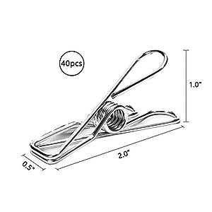TWGJM 40 Pack Chip Clips Bag Clips Food Clips, 2 Inch Clothes Pins with Multiple Colors Plastic Clip for Bags Food Packages, Laundry, Paper (Multicolor-Plastic)