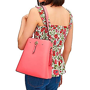 KATE SPADE NEW YORK MARTI LARGE BUCKET SHOULDER TOTE BAG GARDEN PINK LEATHER