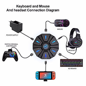 Keyboard and Mouse Adapter Converter Instead of Joystick,Support Headset Voice Gamepad Adapter Compatible With Ps4, N-Switch, Xbox One, Ps3, Xbox 360