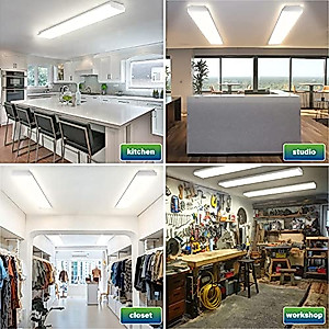 ANTLUX 4FT LED Wraparound 40W Shop Lights for Garage, 4400lm, 4000K, 4 Foot Crystal LED Wrap Light, 48 Inch Integrated Linear Strip Flush Mount Office Workshop Ceiling Lighting Fixture, 4 Pack