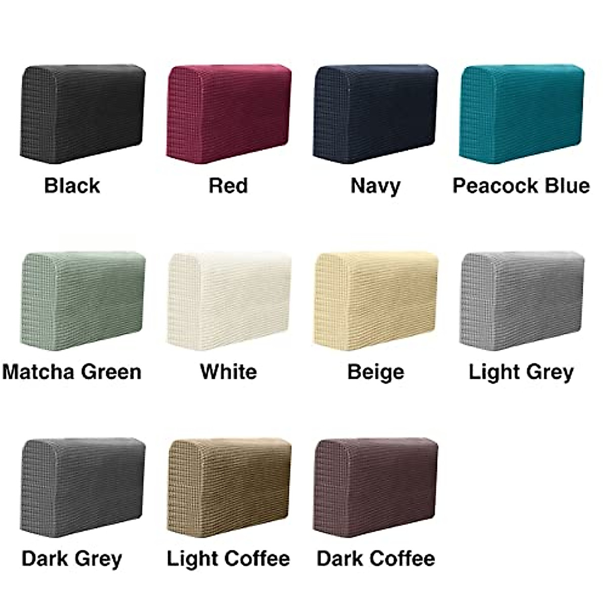 Susosu Couch Cover 2pcs/Pack Home Couch Solid for Sofa Armchair Slipcover Armrest Cover Non Slip Recliner Arm Cap Protective Living Room Stretchy (Color : K)