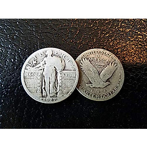 Old U.S. Silver Coins 5 Coin Collection Set - Indian Head Cent, Buffalo Nickel, Mercury Dime, Standing Liberty Quarter, Walking Liberty Half Dollar Various Mint Marks Fine and Better