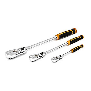 GEARWRENCH 3 Pc. 1/4", 3/8" & 1/2" Drive 90 Tooth Dual Material Locking Flex Head Ratchet Set - 81298T, Multi, One Size