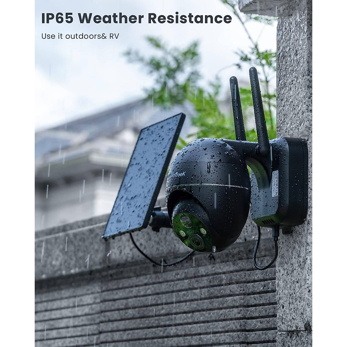 ieGeek Security Cameras Wireless Outdoor, 2K Solar Security Camera System 360° PTZ with Spotlight & Siren, 2.4Ghz Outdoor Security Cameras,Color Night Vision, Work with Alexa, PIR, 2-Way Talk, IP65