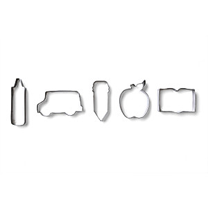 Fox Run Cookie Cutter Set, Back To School Cookie Cutter Set, Pencil, Crayon, Bus, Apple, Book, Medium