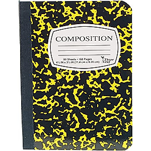 4-Pack Mini Marble Composition Notebooks, 4-1/2" x 3-1/4", College Ruled, 80 Sheet (160 Pages) - Colors: Red, Green, Yellow, Blue, Black. (4-Pack, Random Colors)