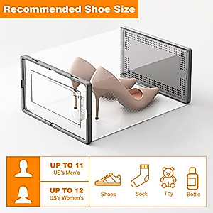 Fixwal XL-Large Shoe Storage Box, 12 Pack, Clear Plastic Organizers for Closet, Stackable, 13.2 x 10.1 x 6.42 Inch