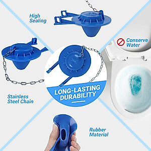 Universal Toilet Flapper Replacement 2 Inch - Compatible with Most American Standard Kohler Fluidmaster Toto Gerber Toilets Tank Water Saving Rubber Flush Valve Flapper with Stainless Chain Blue 1Pack