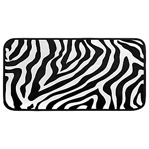 Animal Zebra Print Long Floor Mat Washable Area Rug Pads Kitchen Rug Doormat Carpet for Living Room Indoor Outdoor Bathroom Entryway