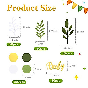 Ayfjovs Sage Green Baby Shower Confetti-300PCS Greenery Confetti Decor with Eucalyptus Scatter Hexagonal Style Table Decoration For Gender Reveal Classroom Nursery Party Decor