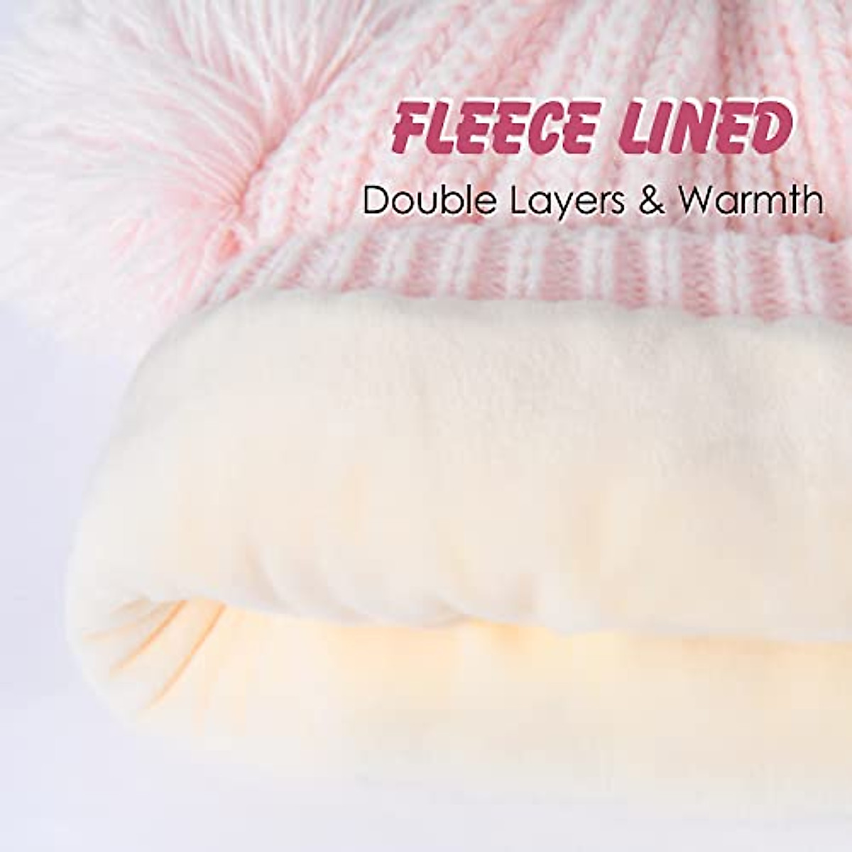 FURTALK Toddler Winter Hat Pom Beanie Fleece Lined Knit Hats for Baby Kids Boys Girls 1-3 Years