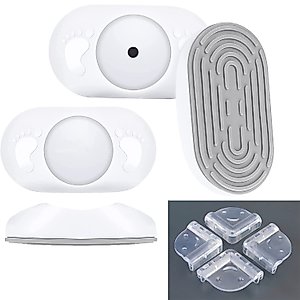 4 Pieces Baby Gate Wall Protector and 4 Pieces Corner Protector,for Child Pressure Mounted Stair Safety Gate & Wall Surface, Door, Wooden Stairs