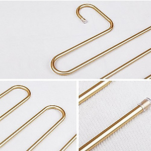 Da Jia Sturdy S-Type Multi-Purpose Aluminum Pants Hangers Closet Space Saving Hangers Storage Rack for Pants Scarf Tie Towel (Golden)