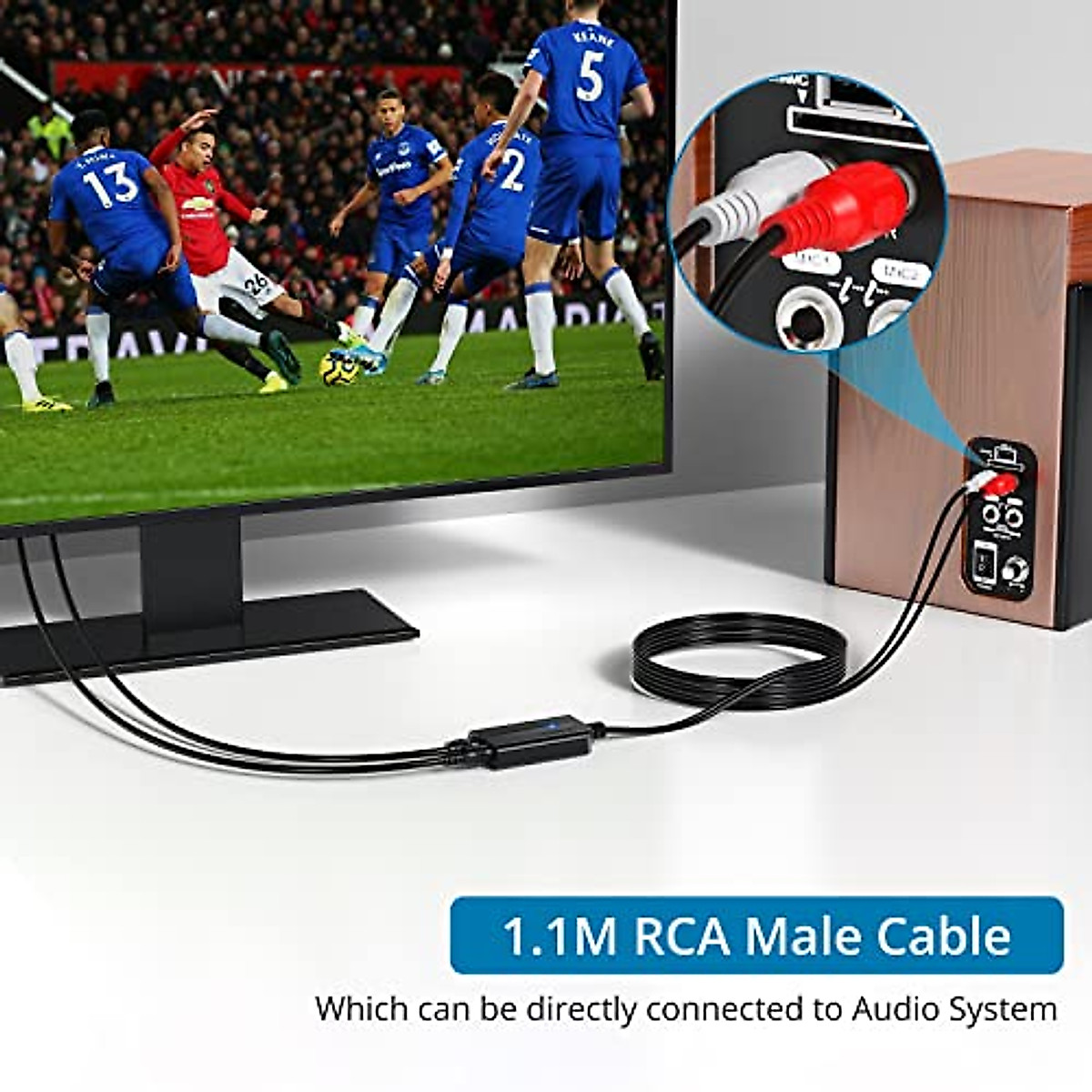 AUTOUTLET 192kHz DAC Digital to Analog Audio Converter 7ft/2.1m Digital Audio Optical to RCA Male Cable for HDTV, DVD, Blu-Ray Players and Game Consoles