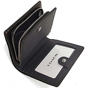 COACH Pebble Leather Snap Wallet With Happy Dog CC920 Black