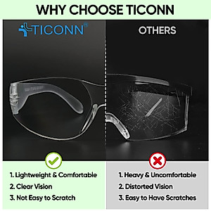 TICONN 12 Clear Safety Glasses for Men, Safety Goggles with Scratch Impact Resistant Meets ANSI Z87.1 Standard (12 Pack)