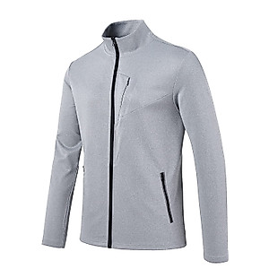 MoFiz Men's Tracksuits,Full Zip Sweat Suits For men,Solid Jogger Sets Active Jackets and Pants 2 Piece Sport Suit For Men's Outfits Light Gray L