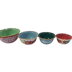The Pioneer Woman Measuring Bowl Set 4pc Frost Floral Cups