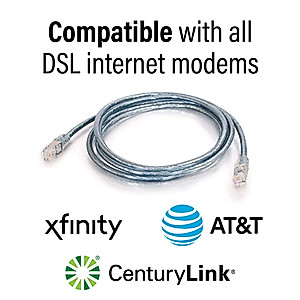 C2G RJ11 Modem Cable For DSL Internet - Connects Phone Jack To Broadband DSL Modems For High Speed Data Transfer - 7ft Long Ethernet Network Cable With Double-Shielding To Reduce Interference - 28721
