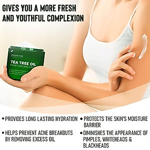 Majestic Pure Tea Tree Oil Moisturizing Cream - Body, Foot & Face Moisturizer - With Ceramides, Vitamins A E & Vegan Collagen - For Dry Skin, Oily Skin, & Appearance Of Wrinkles - 16 oz
