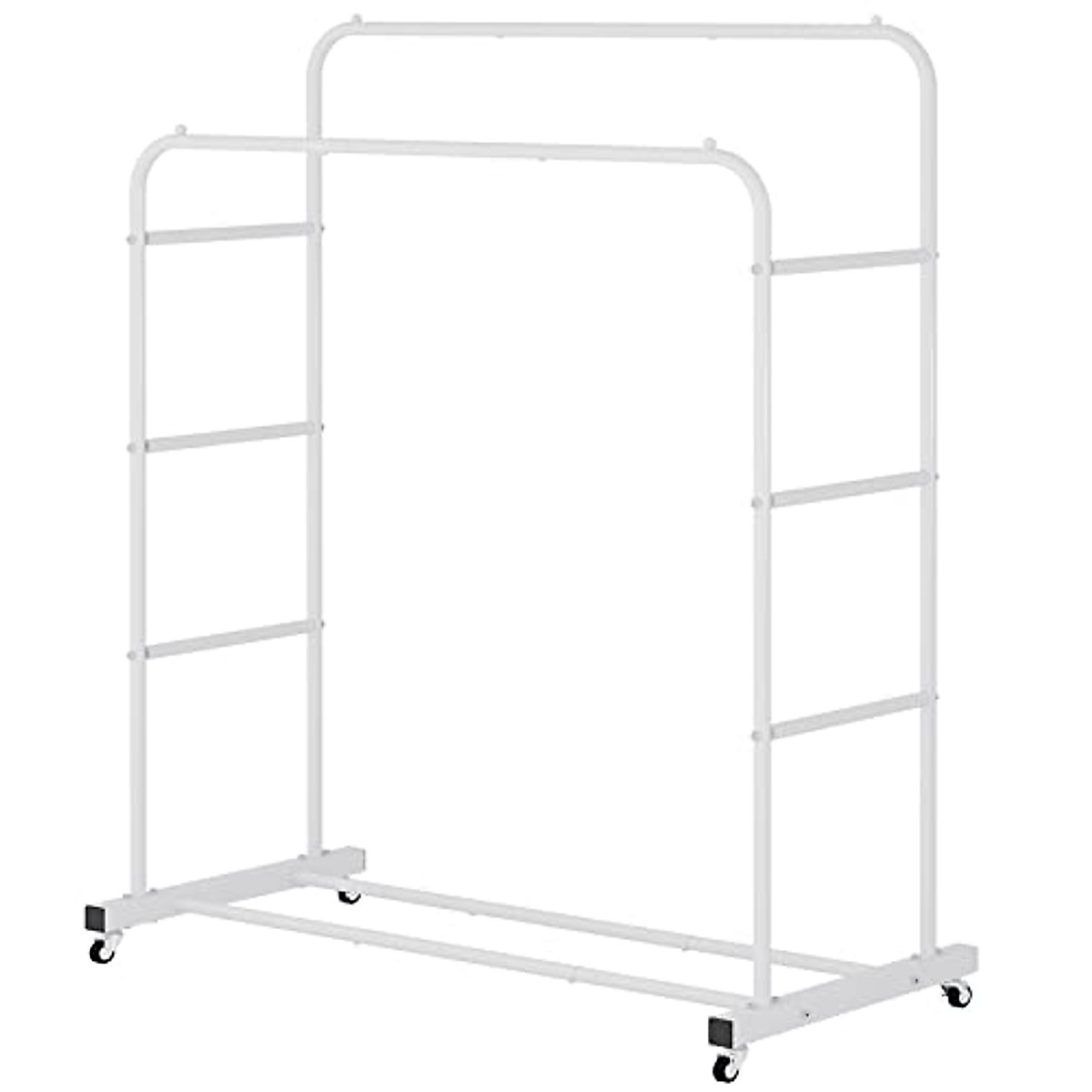 Laiensia Double Rod Garment Rack,Portable Rolling Clothes rack on Wheels,for Hanging Clothes,White