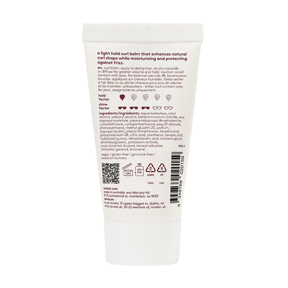 evo Liquid Rollers Curl Balm - Hair Styling Balm - Enhances Natural Curls, Protects Frizz & Improves Overall Condition