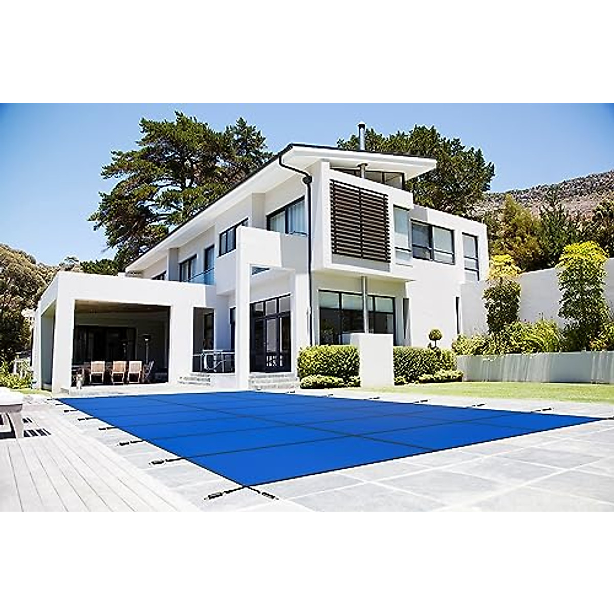 WaterWarden SCMB1224 Safety Cover for 12' x 24' Inground Pools, 15-Year Warranty, UL Classified to ASTM F1346, Triple Stitched for MAX Strength, Hardware Included, 12'x24', Blue Mesh