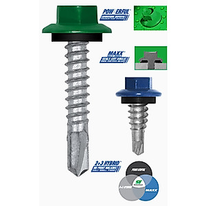 Fasteners Plus ST Fastening #14 x 7/8" Maxx Steelbinder Metal Roofing Stitch Screws Metal-to-Metal Bright White (Pack of 250)