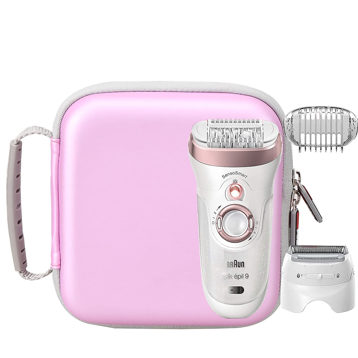 FBLFOBELI EVA Hard Storage Carry Case Compatible with Braun Silk-épil 9 9-890/Silk-épil 9 9-720/Silk-épil 9 9-880 Epilator Facial Hair Removal (Pink)