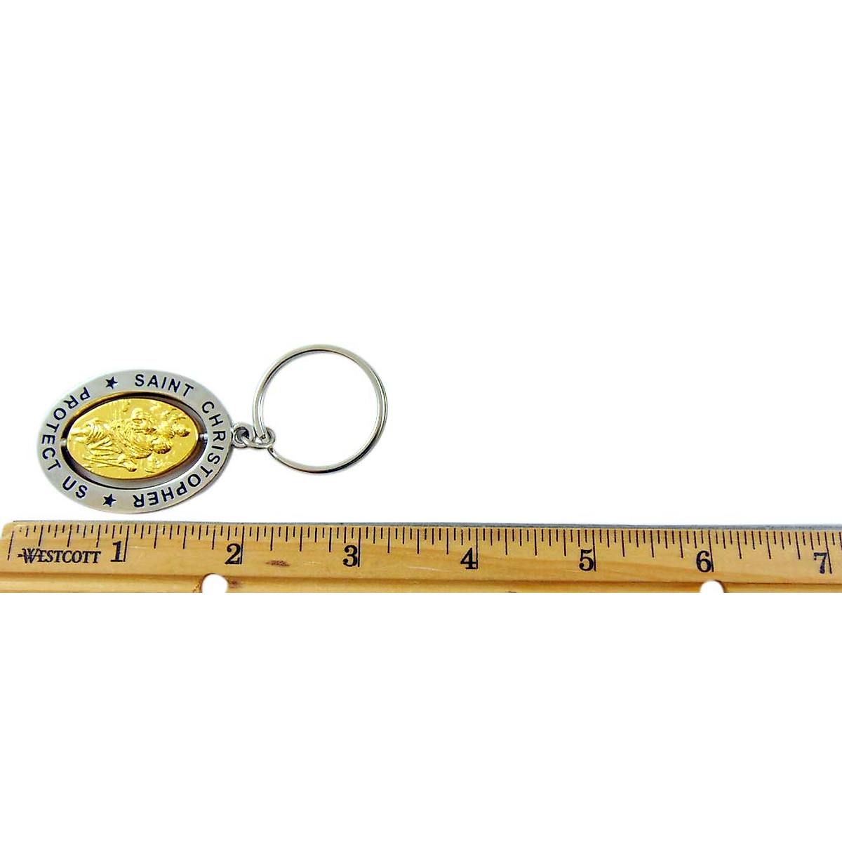 St Christopher Metal Keychain Travel Saint Key Ring with Motorist Prayer Holy Card Set