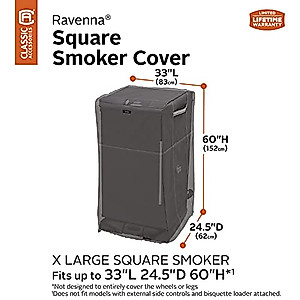 Classic Accessories Ravenna Water-Resistant 33 Inch Square Smoker Grill Cover